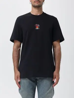 MSGM Cotton Crewneck T-shirt With Contrast Logo Print On The Chest - Black