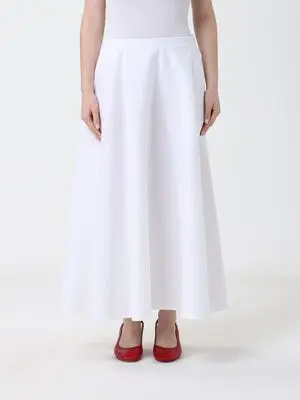 Liviana Conti A-line Midi Skirt In Cotton Blend - White