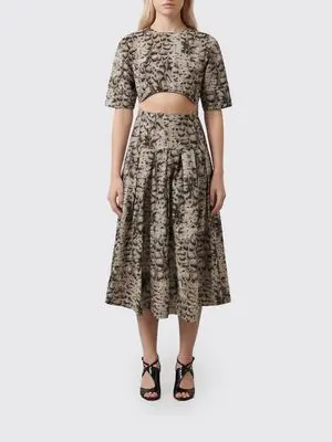 Pinko Animal Print Cotton Cut-out Dress - Beige