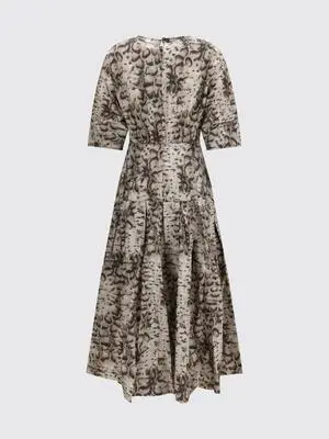 Pinko Animal Print Cotton Cut-out Midi Dress - Beige