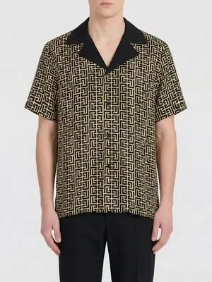 Balmain Viscose Shirt With Monogram Motif - Ivory