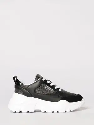 Versace Leather And Lurex Mesh Sneakers - Black