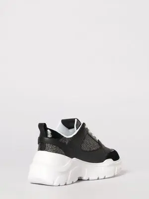 Versace Leather And Lurex Mesh Sneakers - Black