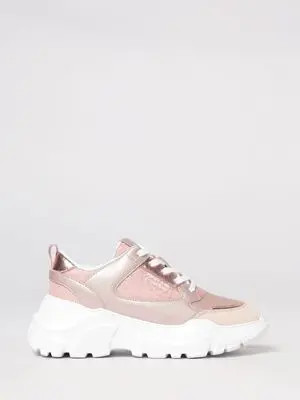 Versace Leather And Lurex Mesh Sneakers - Pink
