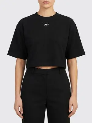 Off-White Crop T-shirts With Logo - Black 1