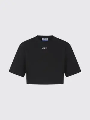 Off-White Crop T-shirts With Logo - Black 1