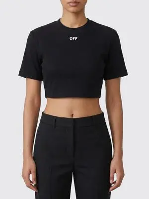 Off-White Crop T-shirts With Logo Black