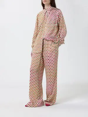 Dries Van Noten Polka Dot Print Silk Palazzo Trousers