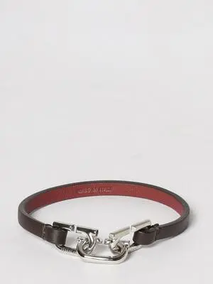FERRAGAMO Gancini Leather And Brass Bracelet - Brown