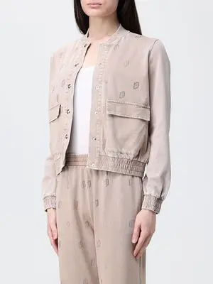 Liu Jo Cotton Bomber Jacket With Rhinestone Logo