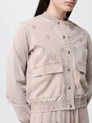 Liu Jo Cotton Bomber Jacket With Rhinestone Logo