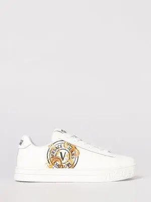 Versace Leather Low Top Sneakers With Baroque Print - White