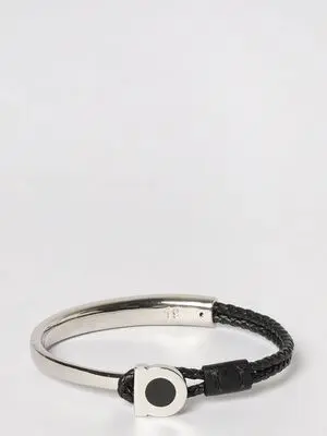 FERRAGAMO Gancini Leather And Brass Bracelet - Black