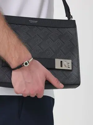 FERRAGAMO Gancini Leather And Brass Bracelet