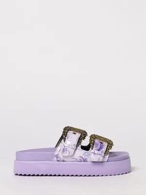 Versace Patent Leather Baroque Print Sandals - Violet