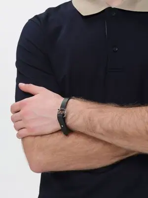 FERRAGAMO Gancini Leather And Brass Bracelet