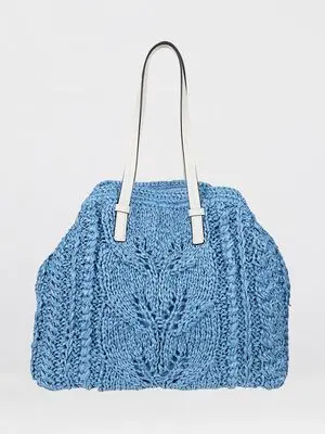 Ermanno Scervino Crocheted Raffia Shoulder Bag - Blue