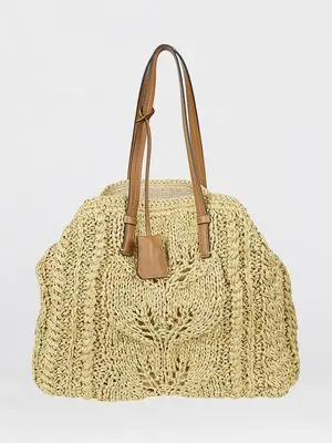 Ermanno Scervino Crocheted Raffia Shoulder Bag - Nude