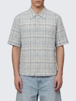 SUNFLOWER Check Cotton And Linen Blend Casual Shirt - Blue