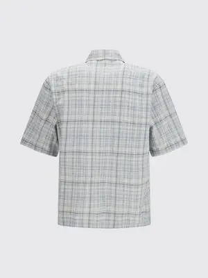 SUNFLOWER Check Cotton And Linen Blend Casual Shirt - Blue