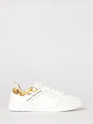 Versace Leather Sneakers With Baroque Print - White