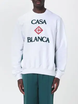 Casablanca Relaxed Fit Cotton Crewneck Sweatshirt With Logo Print - Green