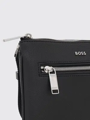 BOSS Rectangular Leather Crossbody Bag With Contrast Logo And Zip Closure