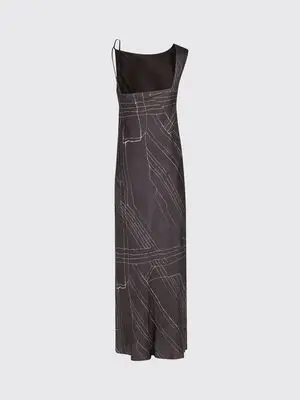 ALYSI Long Silk Slip Dress With Abstract Print And Thin Straps