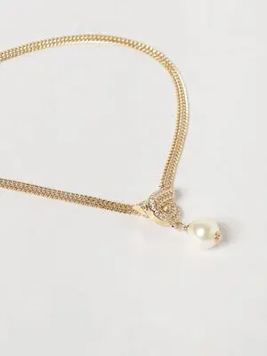 FERRAGAMO Brass Necklace With Gancini Pendant And Faux Pearl