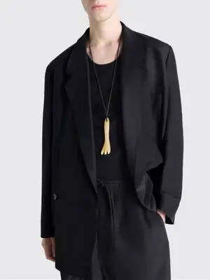 LEMAIRE Waxed Cotton Gua Sha Fork Necklace With Stone Pendant