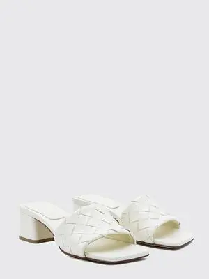 Bottega Veneta Parco Woven Leather Mules - White