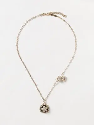 FERRAGAMO Brass Necklace With Rhinestone Pendant - Brown