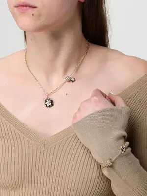 FERRAGAMO Brass Necklace With Rhinestone Pendant
