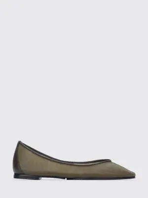 Jacquemus Nylon Ballet Flats With Almond Toe And Lambskin Leather Interior - Kaki