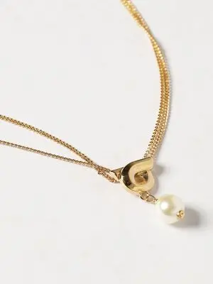 FERRAGAMO Brass Necklace With Gancini Pendant And Faux Pearl
