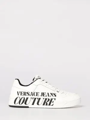 Versace Leather Sneakers With Logo Print - White