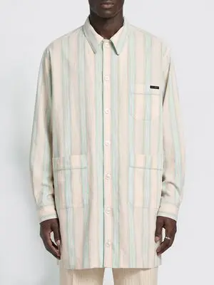 Dolce & Gabbana Relaxed Fit Silk Blend Shirt With French Collar - Striped