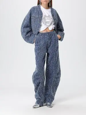 ROTATE BY BIRGER CHRISTENSEN Cropped Textured Jacket - Gnawed Blue