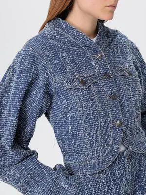 ROTATE BY BIRGER CHRISTENSEN Cropped Textured Jacket - Gnawed Blue