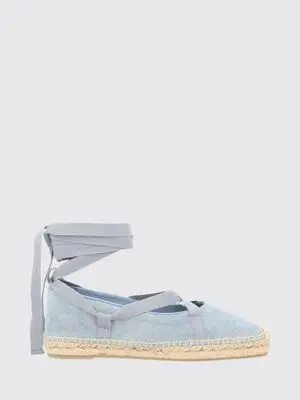 CastaÑer Petunia Denim Espadrilles With Low Heel And Ankle Ties - Water