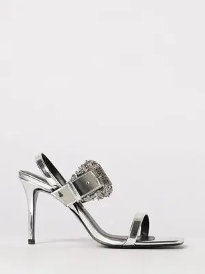 Versace Laminated Patent Leather Sandals - Silver