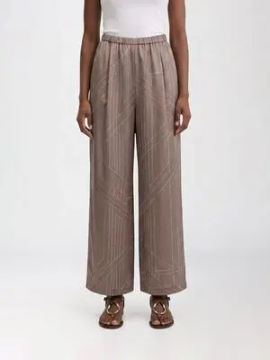 ALYSI Straight-leg Silk Pants With Graphic Print And High Waist - Blush Pink