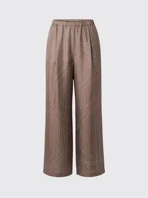 ALYSI Straight-leg Silk Pants With Graphic Print And High Waist - Blush Pink