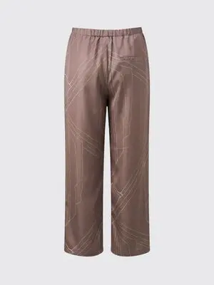 ALYSI Straight-leg Silk Pants With Graphic Print And High Waist - Blush Pink