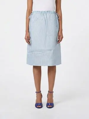 TOTEME Striped Silk Skirt With Drawstring - Ice