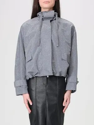 Pinko Embellished Zip-up Jacket With Stand Collar - Grey