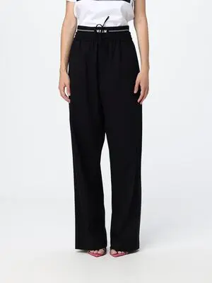 MSGM Virgin Wool Jogging Pants With Drawstring Waist And Logo - Black