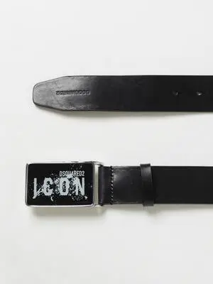 Dsquared2 Leather Belt With Embellished Buckle