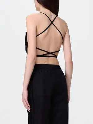 MSGM Cotton Evening Top With Criss-cross Thin Straps And Straight Neckline