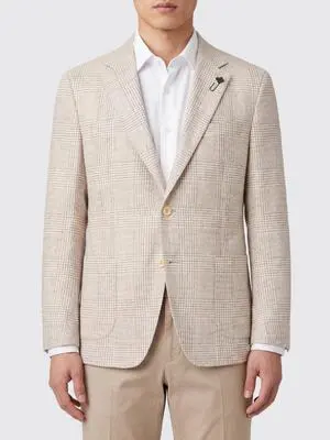 LARDINI Single-breasted Linen And Cotton Blazer - Nude